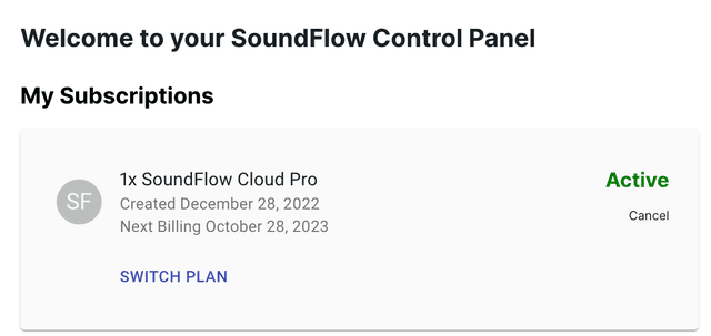 Managing your subscription – SoundFlow Documentation